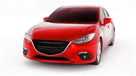 창의적인 디자인을 위한 빈 표면이 있는 빨간색 도시 자동차 3d 렌더링 프리미엄 사진