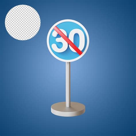 최소 30 속도 제한 종료 도로 표지판 트래픽 3d 렌더링 프리미엄 Psd 파일
