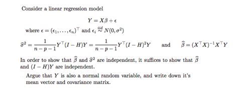solved consider a linear regression model y xβ ϵ where