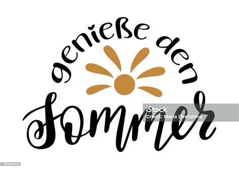 독일어 손으로 그린 레터링 로고 아이콘으로 여름을 즐길 수 있습니다 플래너 캘린더 주최자 카드 배너 포스터 머그잔 스크랩북 베개 케이스 전화 케이스에 대한 벡터 여름 문구