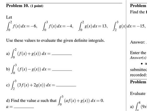 Solved Use These Values To Evaluate The Given Definite Chegg