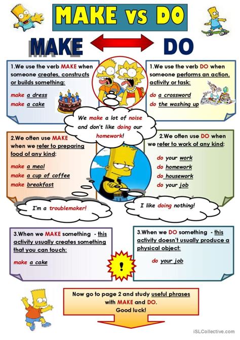 Do Or Make Collocations Practice Gen English Esl Worksheets Pdf And Doc