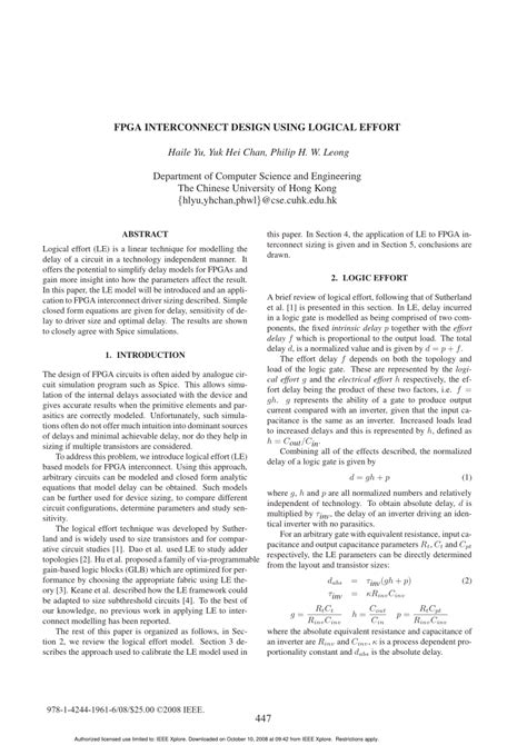 Pdf Fpga Interconnect Design Using Logical Effort