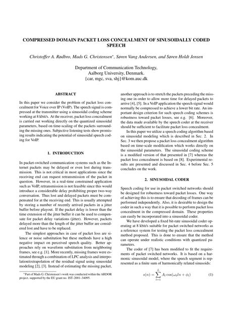 Pdf Compressed Domain Packet Loss Concealment Of Sinusoidally Coded