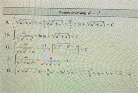 Solved 5 Use The Table Of Integrals Attached Below To Chegg Com