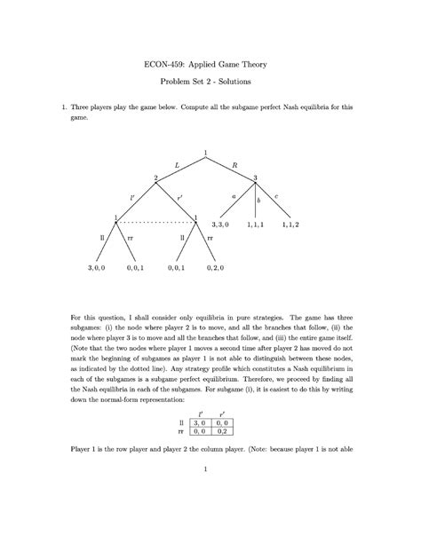 ECON 459 Applied Game Theory Problem Set 2 Solutions PDF Free Download Adaptive Filter