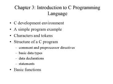Ppt Chapter Introduction To C Programming Language Powerpoint