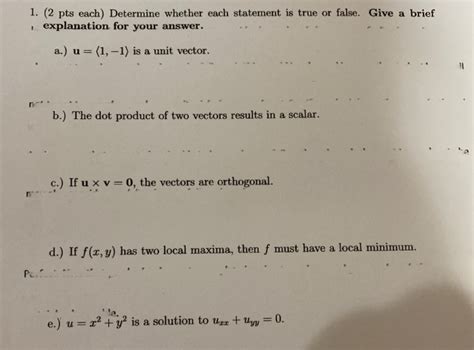 solved 1 2 pts each determine whether each statement is