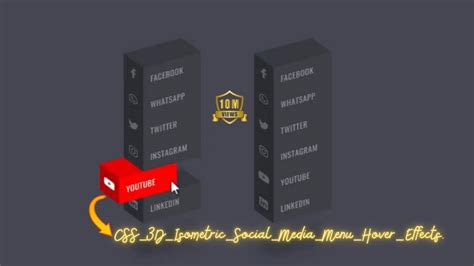 Css 3d Isometric Social Media Menu Hover Effects Webdevelopment Html