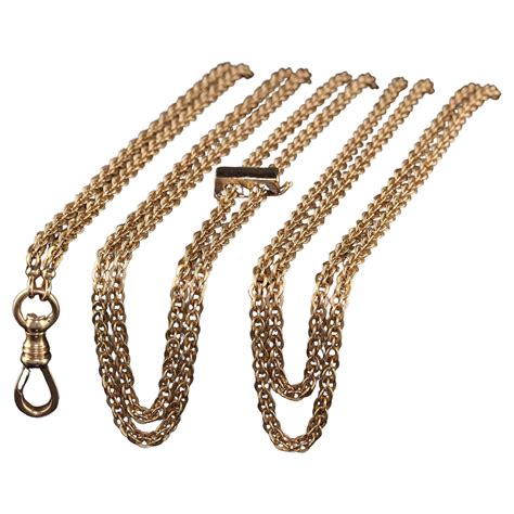 Antique Art Deco 14k Yellow Gold Chain Link Necklace T Bar Drop 175
