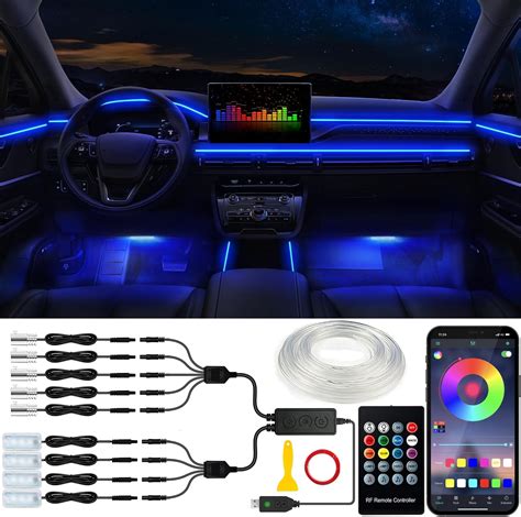 Deherane Tira De Luces Led Para Interior De Coche Rgb 6 En 1 Kit De