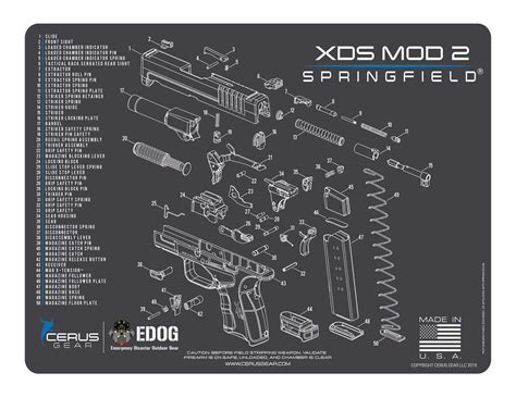 Schematic Exploded View Diagram Compatible With Springfield Armory Xds