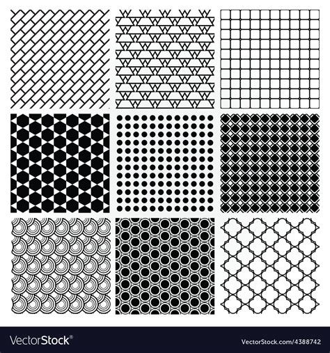 Geometric Monochrome Seamless Background Patterns Vector Image
