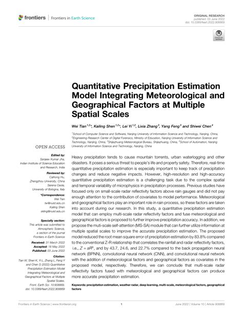 Pdf Quantitative Precipitation Estimation Model Integrating
