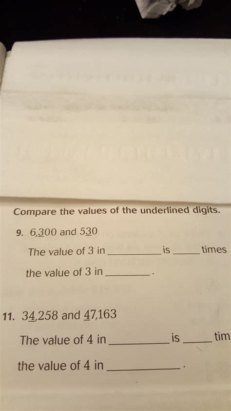 Compare The Values Of The Underlined Digits Digital World