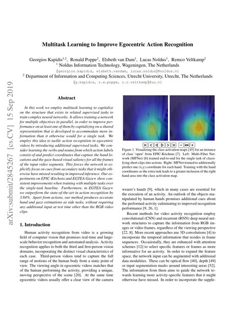 Pdf Multitask Learning To Improve Egocentric Action Recognition