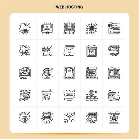 Outline 25 Web Hosting Icon Set Vector Line Style Design Black Icons Set Linear Pictogram Pack