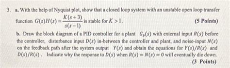 Solved 3 A With The Help Of Nyquist Plot Show That A