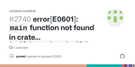 Error E0601 `main` Function Not Found In Crate `buildscriptbuild