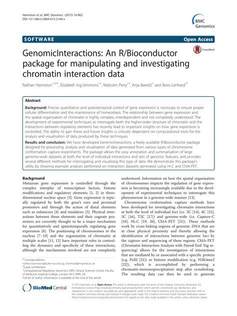 Pdf Genomicinteractions An R Bioconductor Package For Manipulating And Investigating