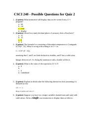 CSCI Quiz Done Docx CSCI Possible Questions For Quiz Points What