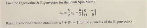 Solved Find The Eigenvalue And Eigenvector For The Pauli Spin