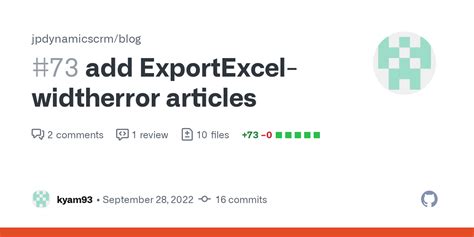 Add Exportexcel Widtherror Articles By Kyam93 · Pull Request 73 · Jpdynamicscrmblog · Github