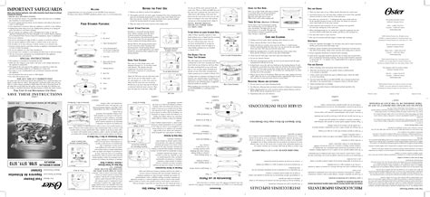Oster Users Manual Food Steamer Text
