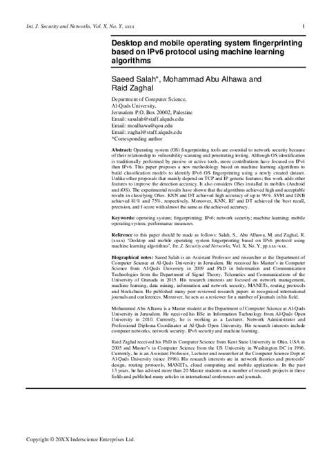 Pdf Desktop And Mobile Operating System Fingerprinting Based On Ipv6