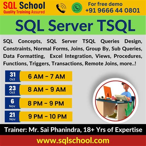 Sql School Sql Server Dev Dba Msbi And Power Bi Training Institute