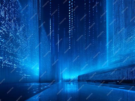 premium photo blue digital binary data cascading computer screen technological background