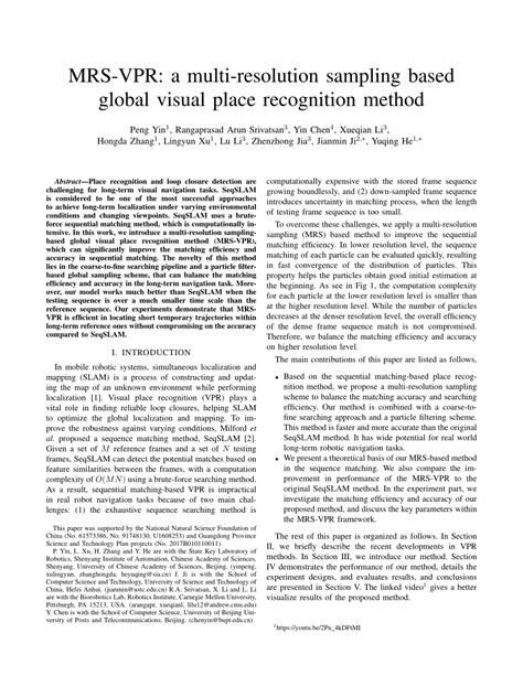 Pdf Mrs Vpr A Multi Resolution Sampling Based Global Visual Place Recognition Method