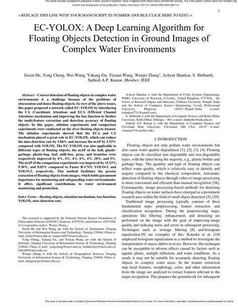 Pdf Ec Yolox A Deep Learning Algorithm For Floating Objects
