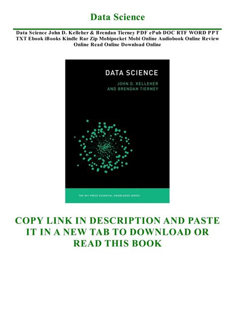 Download Free Pdf Data Science By John D Kelleher And Brendan Tierney