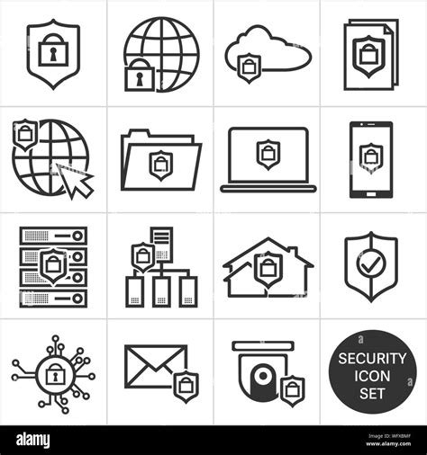 Different Black And White Technology Security Icons Security Icon Set Vector Illustration Stock