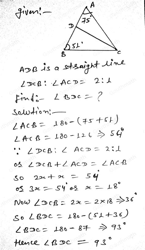 solved 24 the diagram shows triangle abc adb is a straight[geometry