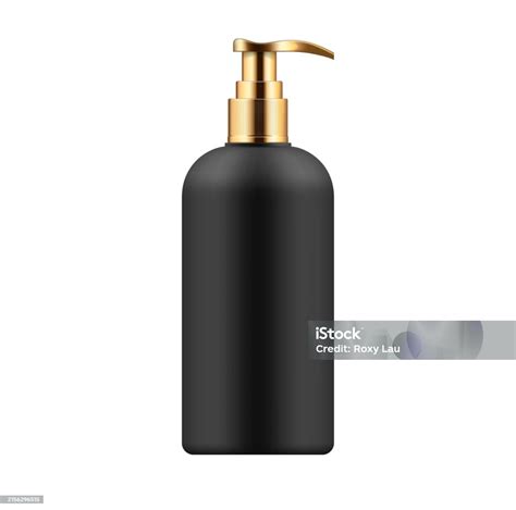 빈 화장품 검은 펌프 병 골드 캡 흰색 배경에 모형 검은 유리 도자기 스프레이 병 손 소독제 피부 방부제 항균 유체 헤어 스프레이 0명에 대한 스톡 사진 및 기타 이미지