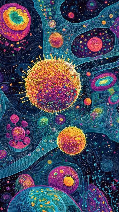 Vibrant Abstract Visualization Of Microscopic Particles Stock Image