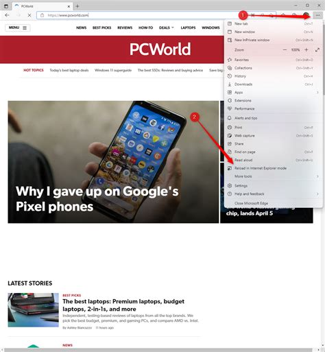 how to use internet explorer mode in microsoft edge pcworld
