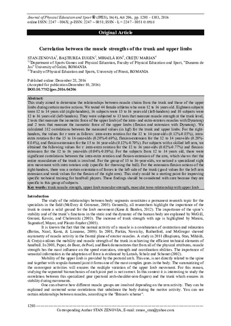Pdf Correlation Between The Muscle Strengths Of The Trunk And Upper Limbs