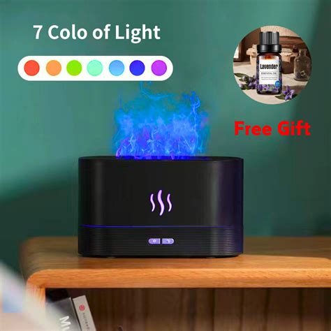 New Humidifier With Diffuser Humidifier Essential Oil Diffuser Realistic Flame Desktop Bedroom
