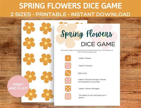 Spring Dice Game First Day Of Spring Activity Floral Bridal Shower