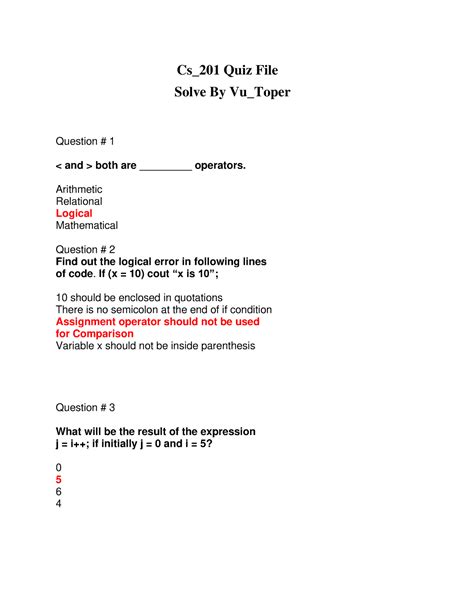 cs201 quiz solve by vu toper cs 2 01 quiz file solve by vu toper