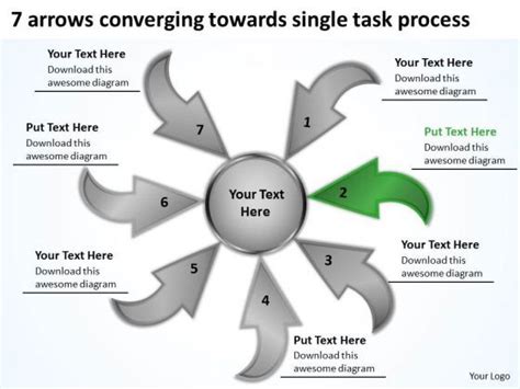 7 Arrows Converging Towards Single Task Process Target Network PowerPoint Slides