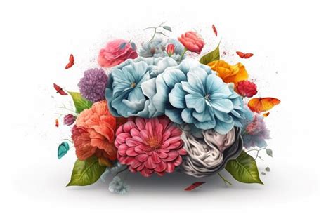 Premium Ai Image Brain With Flowers Illustration Creative Mind