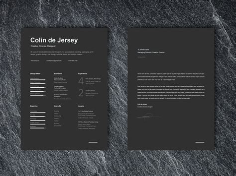 Free Elegant Black Cv Template With Cover Letter Page