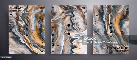 추상 액체 포스터 유체 아트 벡터 텍스처 팩 디자인 커버 포스터 브로셔 등에 적용되는 예술적 배경 브라운 골든 네이비 블루 특이한 크리에이티브 표면 템플릿 곤색에 대한 스톡