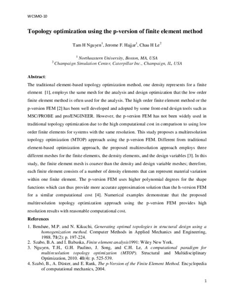 Pdf Topology Optimization Using The P Version Of The Finite Element