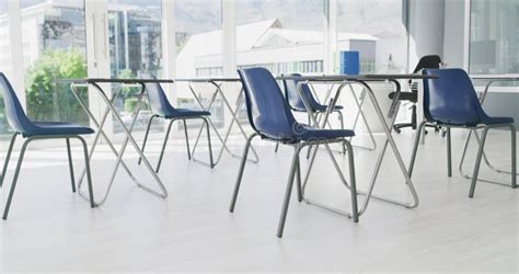 Empty Room Classroom And Table With Chair For Education Learning Building And University For