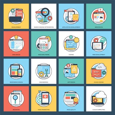 Premium Vector Web Development Flat Icons